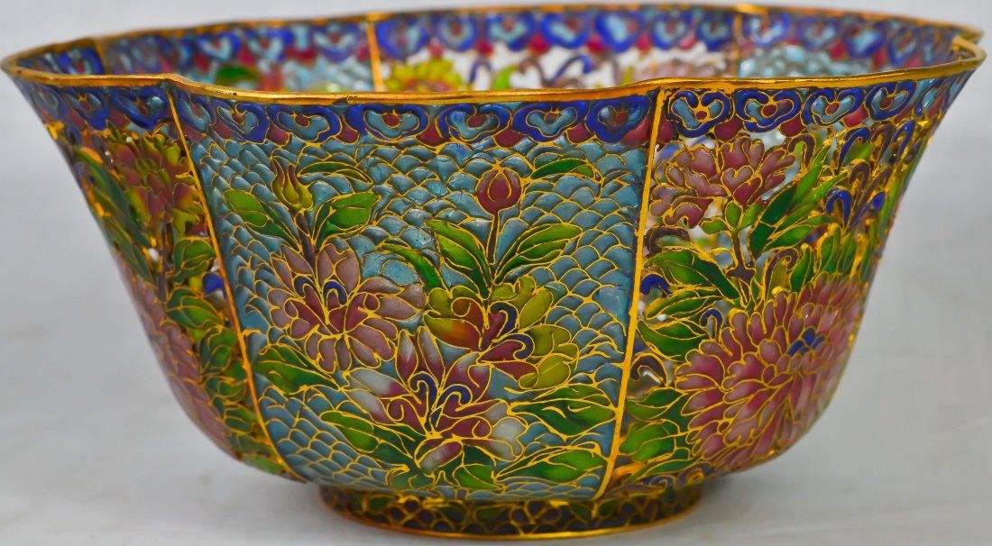 Vintage Plique-a-jour enameled bowl