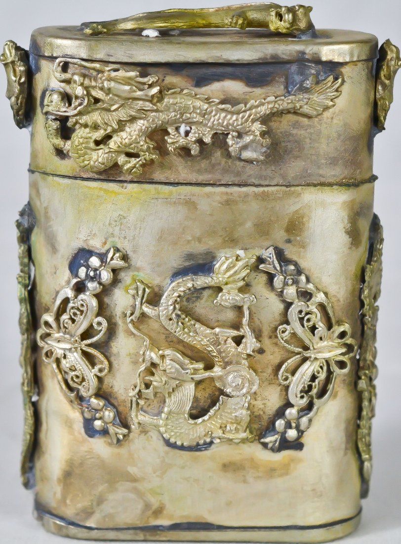 Antique Chinese silver plated container