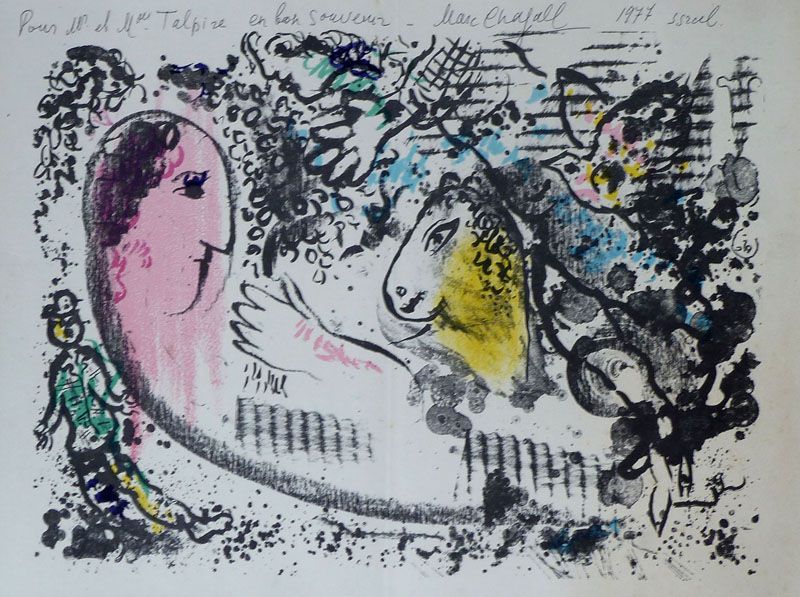 CHAGALL MARC CHAGALL Hand Signed Lithograph Reverie 1969