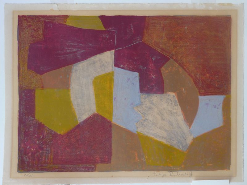 POLIAKOFF SERGE POLIAKOFF Hand Signed Lithograph Abstract Art 1956 French