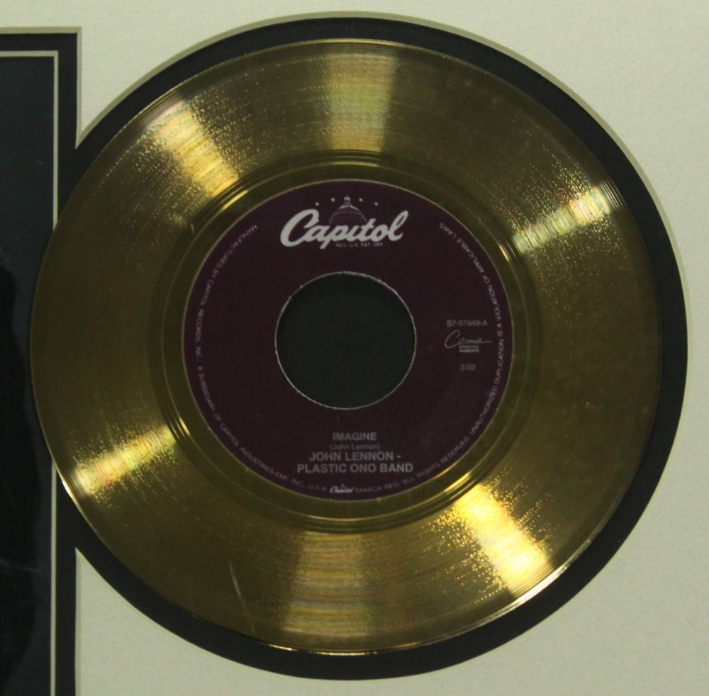 John Lennon Custom Framed 16x12 LE 24k Gold Record: "Imagine" (COA)