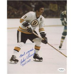 John Bucyk Signed Bruins 8x10 Photo: Inscribed "Best Regards" and "HOF ...