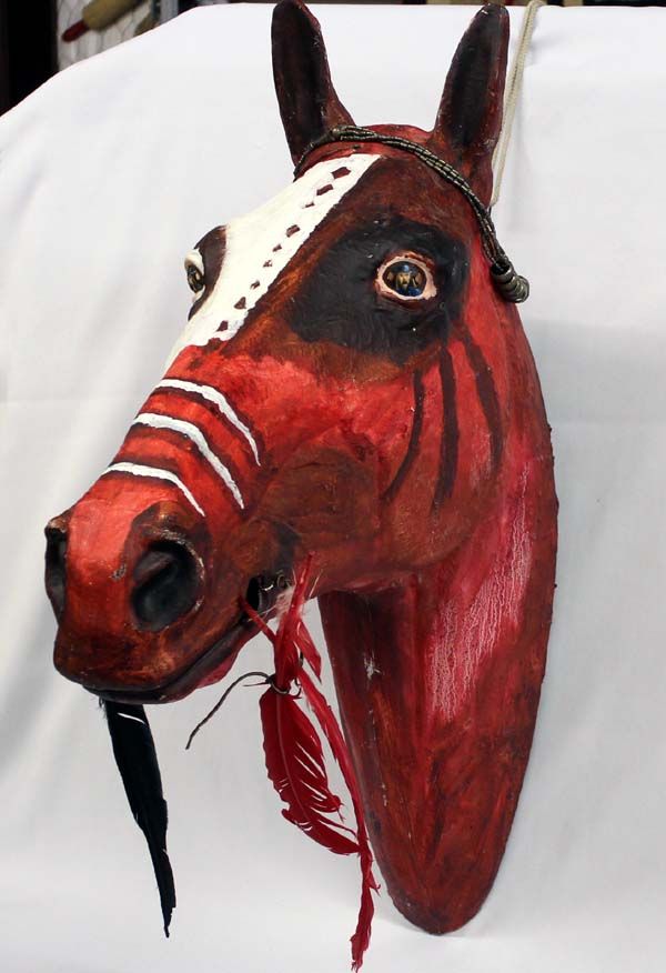 Paper Mache War Horse Head w/ Gen. Custer Eyes