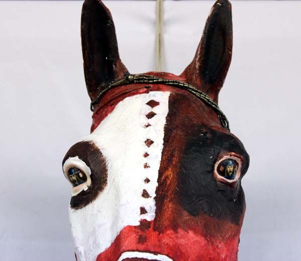 Paper Mache War Horse Head w/ Gen. Custer Eyes