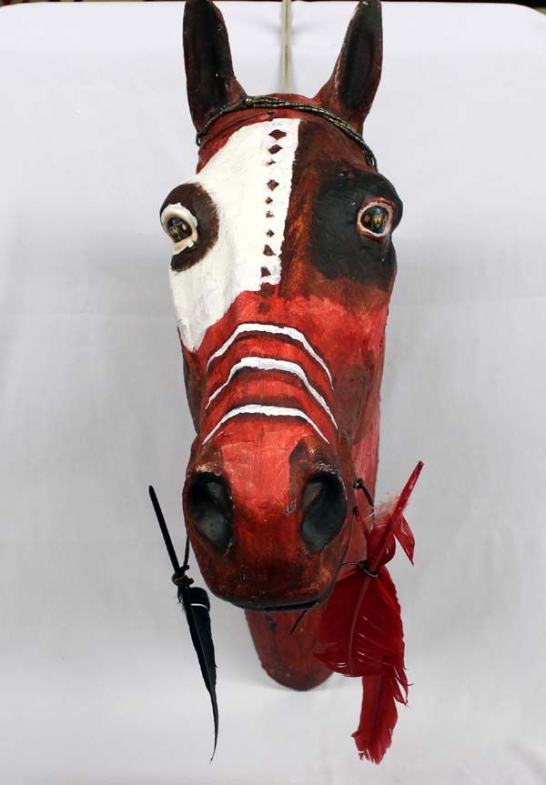 Paper Mache War Horse Head w/ Gen. Custer Eyes