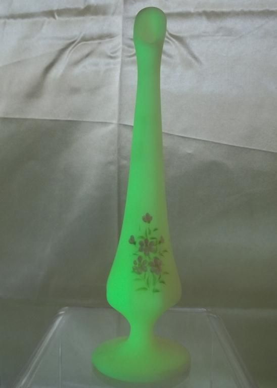 Fenton Satin Custard Uranium Glass Bud Vase