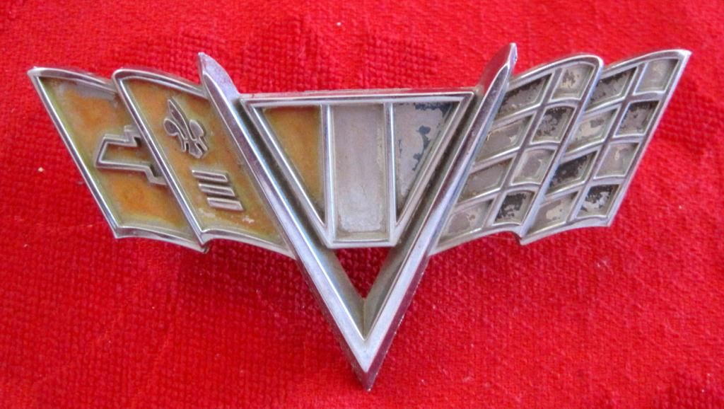 Vintage 1960's Chevrolet Fender V Flag Car Emblem
