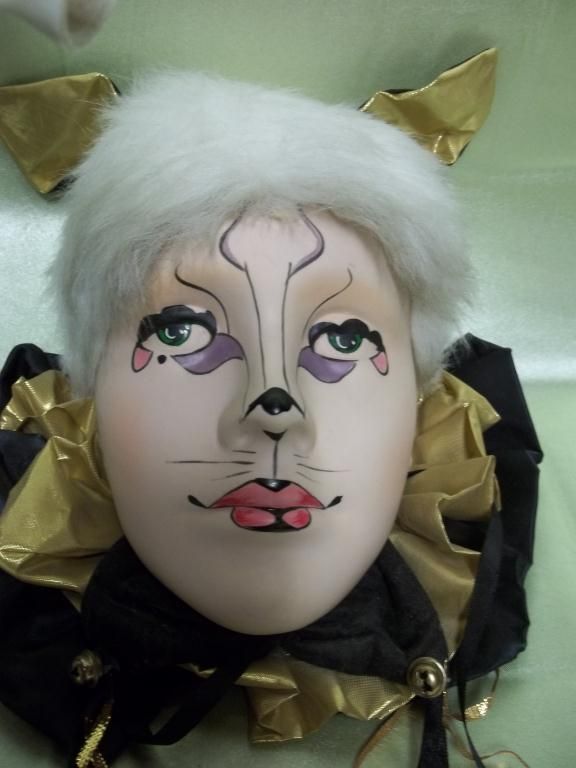 Carnival Decorated Ceramic Faces & Mime Doll