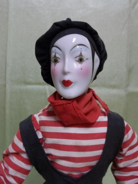 Carnival Decorated Ceramic Faces & Mime Doll