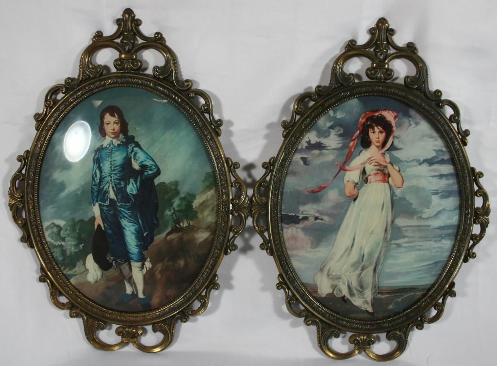 Italian Blue Boy & Pinky Prints in Oval Frame