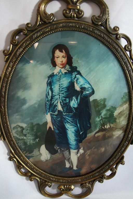 Italian Blue Boy & Pinky Prints in Oval Frame