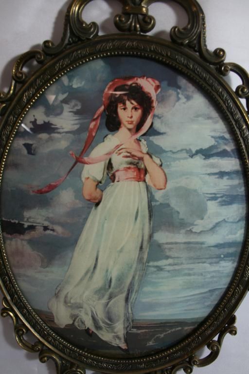 Italian Blue Boy & Pinky Prints in Oval Frame