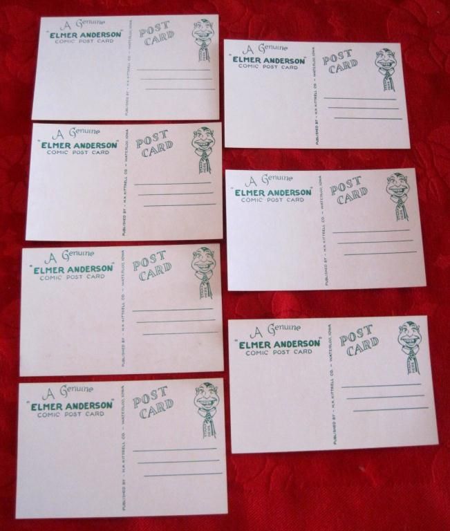 7 – 1950's Genuine Elmer Anderson Comic Postcards