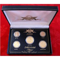 24k Gold Plated 1999 US 5 Coin Set