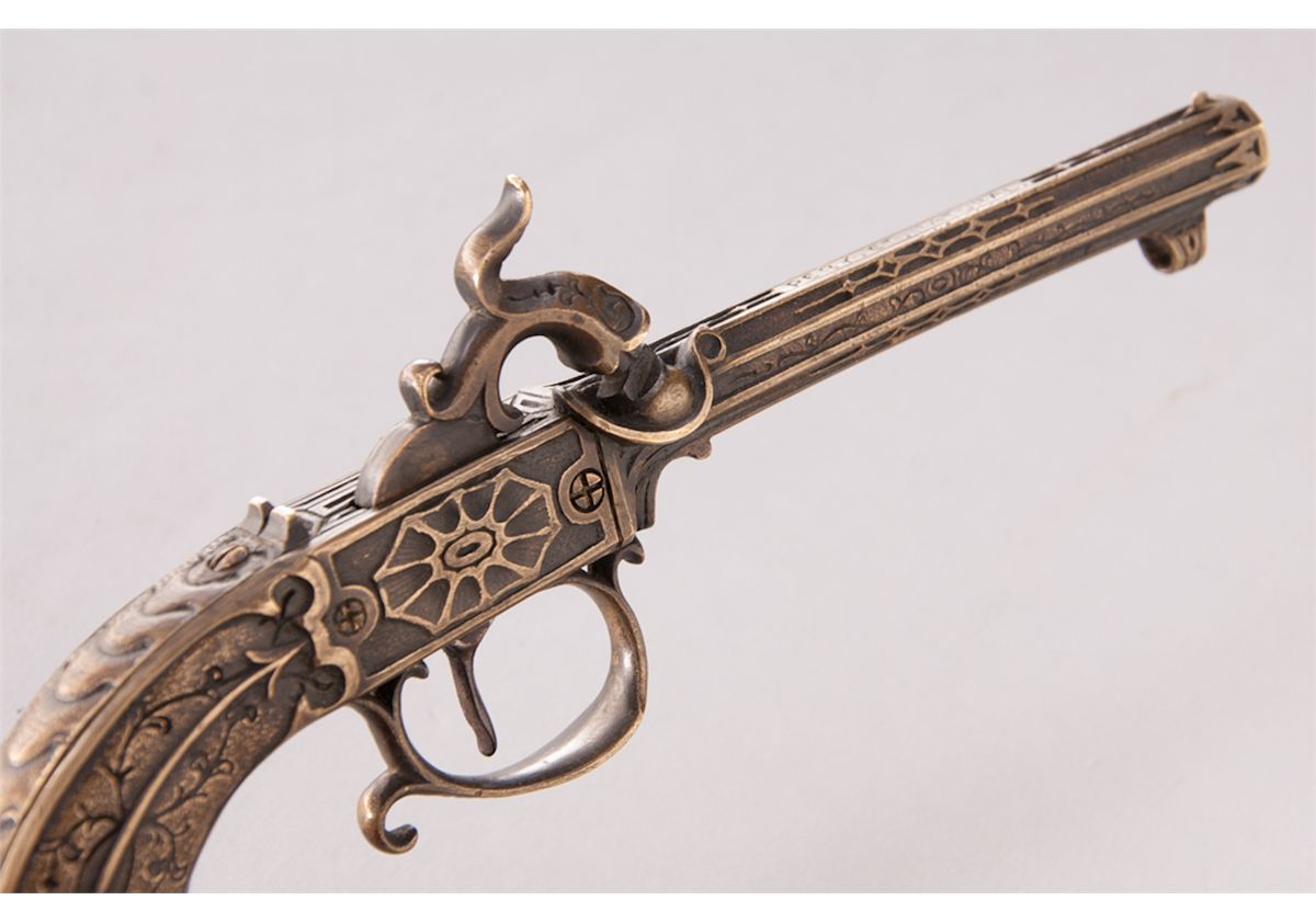 Pair of Cast Brass Percussion Pistols