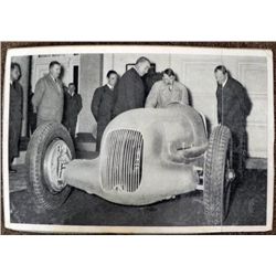WWII NAZI PHOTO HITLER EXAMINING A MERCEDES SPORTS CAR