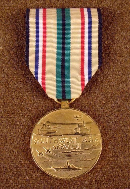 U.S. SOUTHWEST ASIA SERVICE MEDAL IN GILT WITH RIBBON