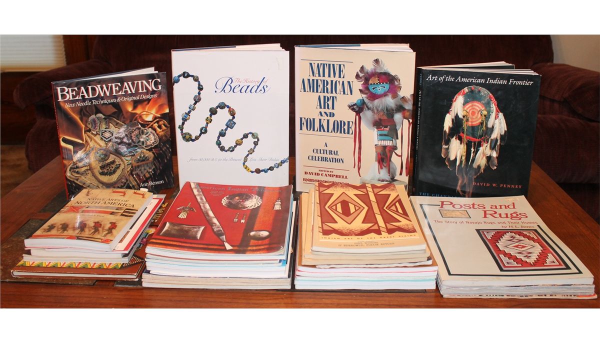 Books and pamphlets on Native American art, rugs and beadwork