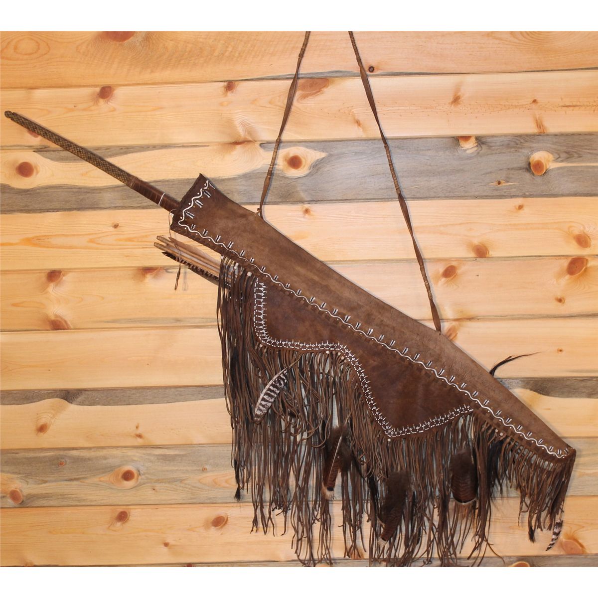 Pawnee/Cherokee Snake skin wrapped bow and painted quiver