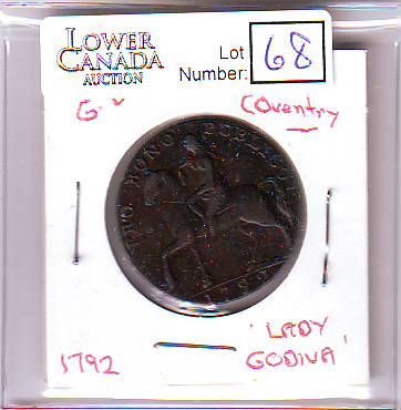 Great Britain Token; Coventry 1792 halfpenny depicting Lady Godiva ...