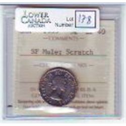 5 Cents 1953 Shoulder Fold, Far Leaf, Mule. ICCS EF-40 Scratch.