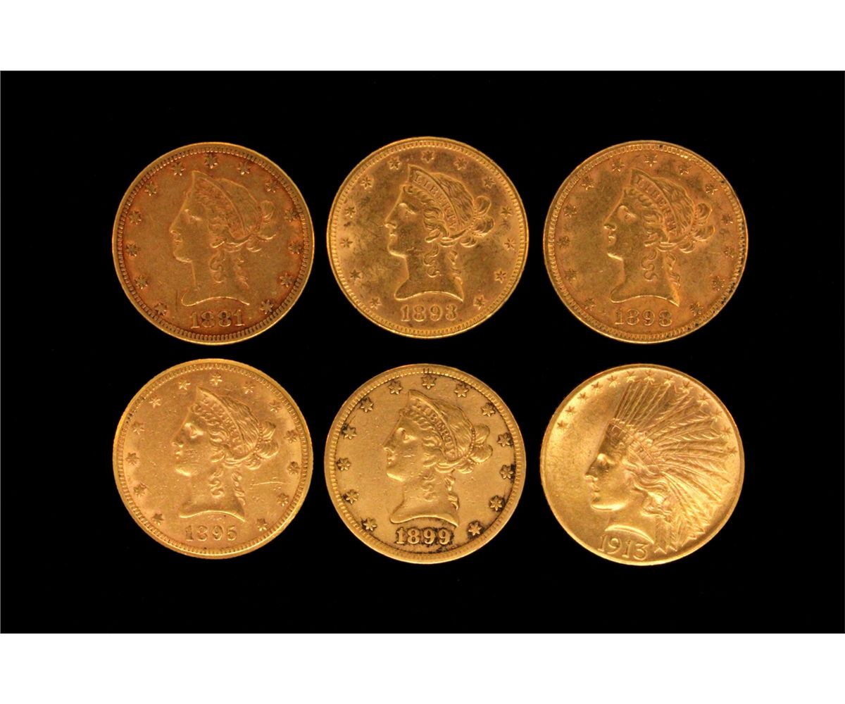 COIN: (6) US Ten Dollar Gold Coins