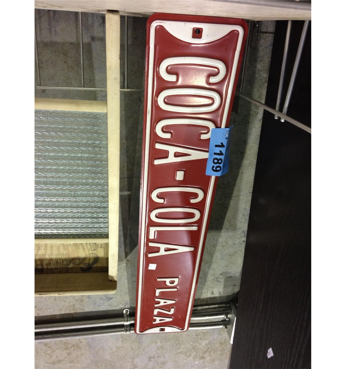 Tin coca cola plaza advertisment street sign