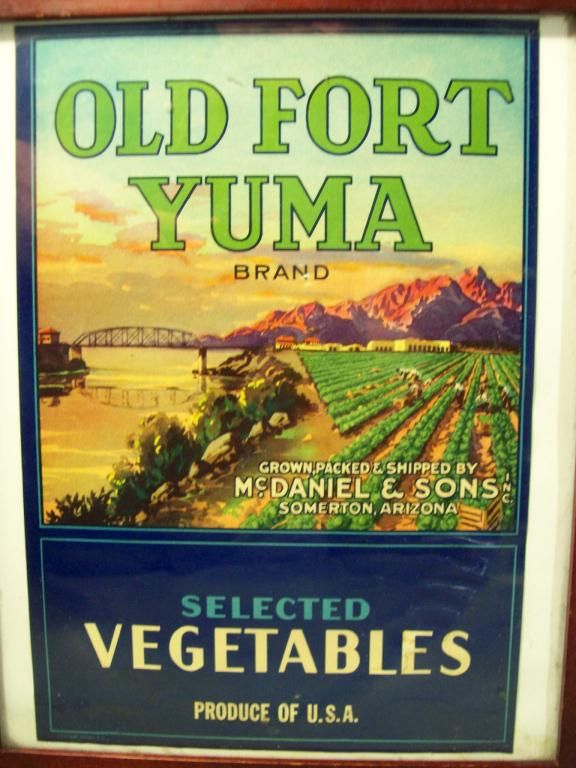 Framed Old Fort Yuma Vegetables Crate Label