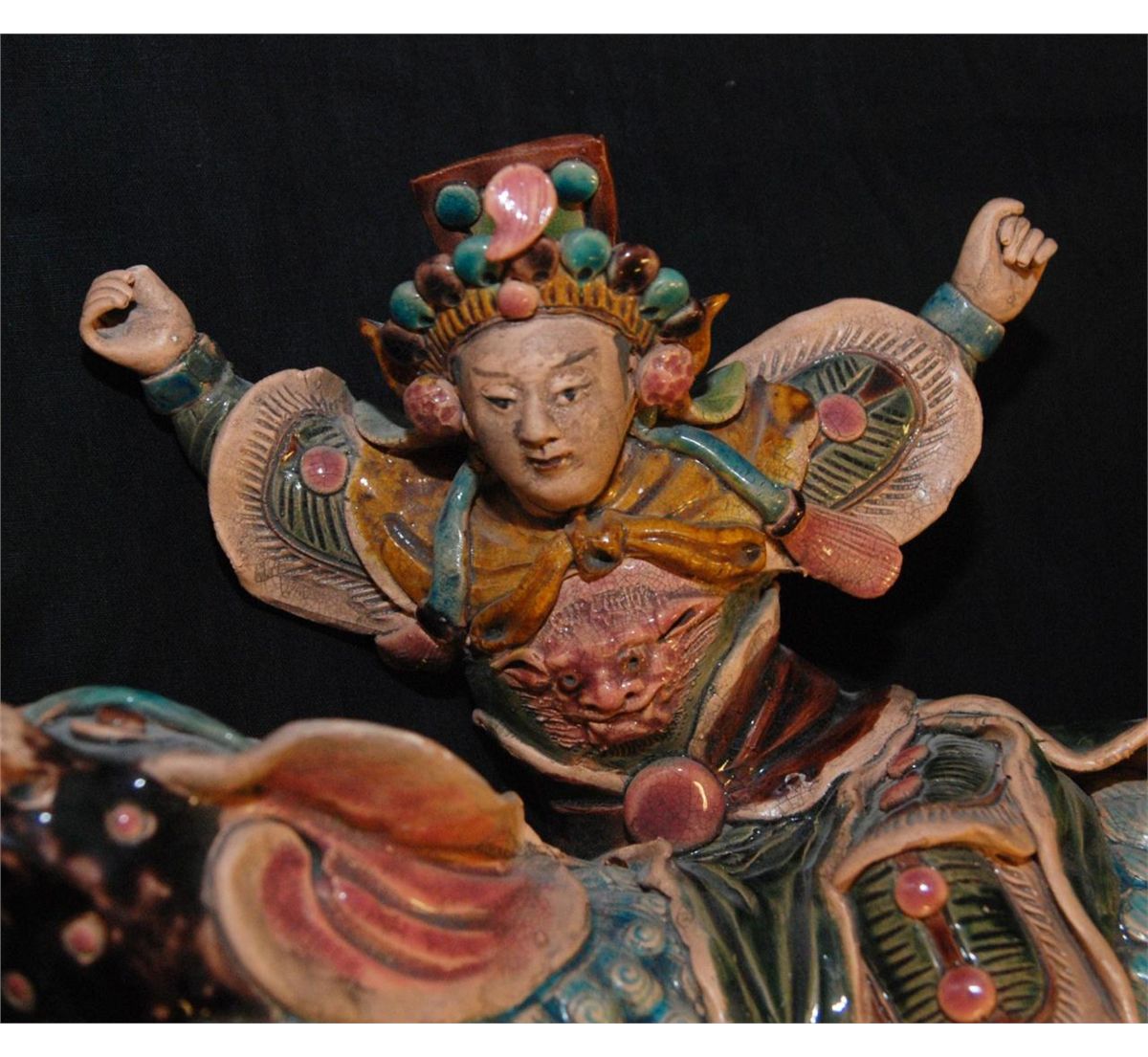 PAIR OF CHINESE CERAMIC ROOF TILE FIGURES