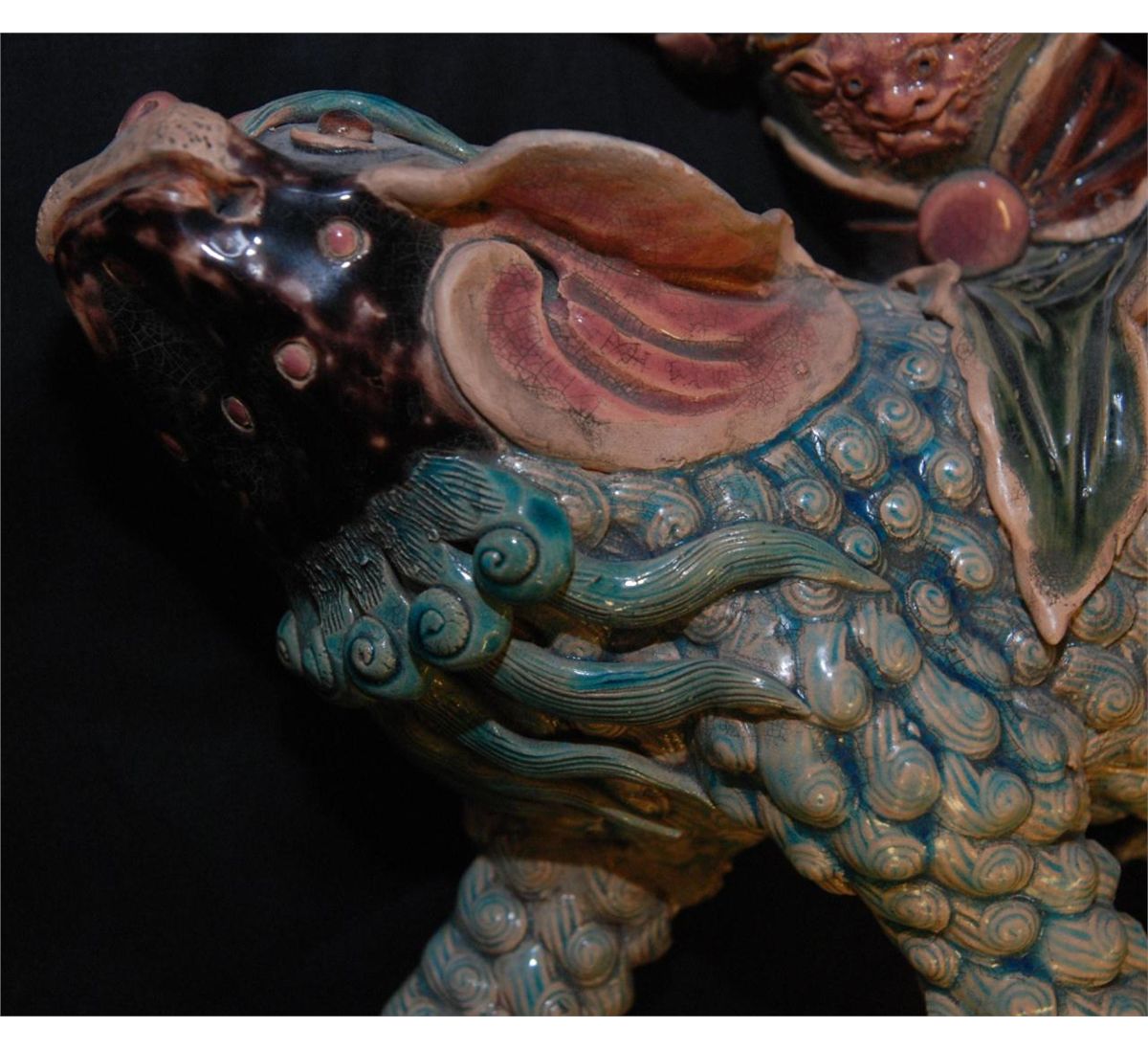 PAIR OF CHINESE CERAMIC ROOF TILE FIGURES