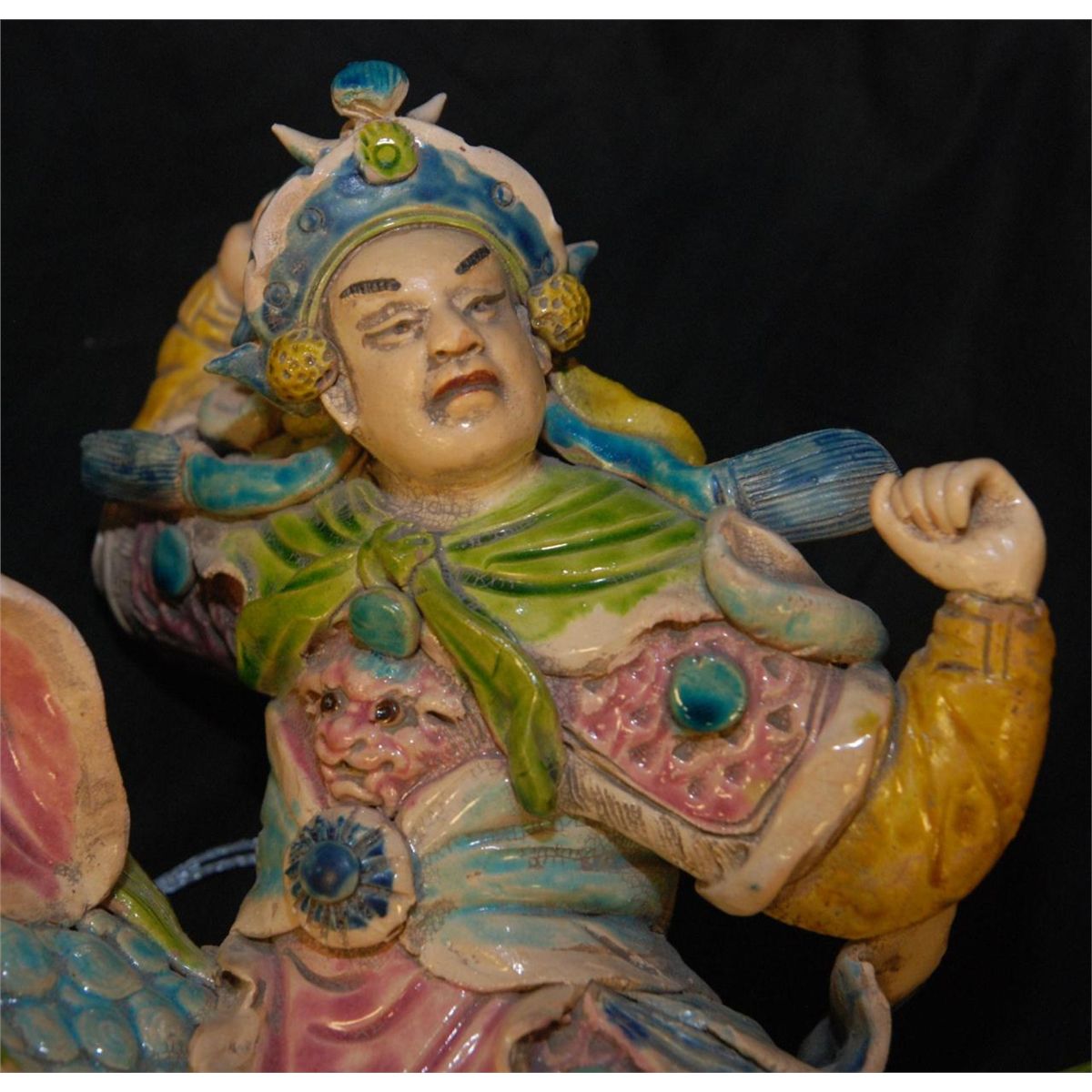PAIR OF CHINESE CERAMIC ROOF TILE FIGURES