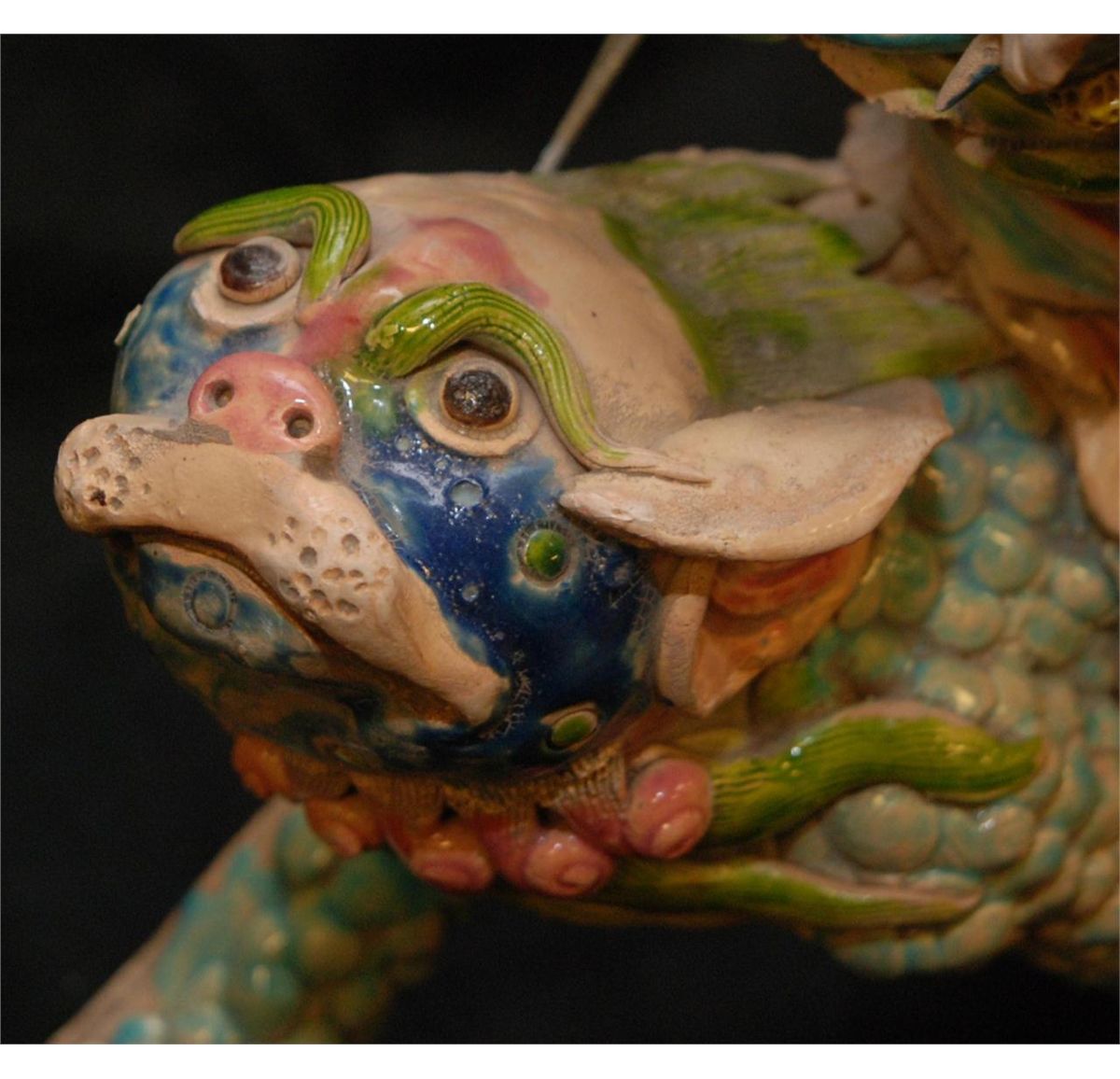 PAIR OF CHINESE CERAMIC ROOF TILE FIGURES