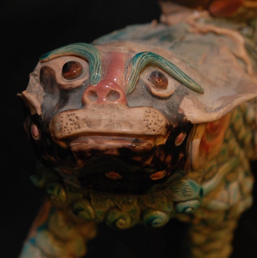 PAIR OF CHINESE CERAMIC ROOF TILE FIGURES