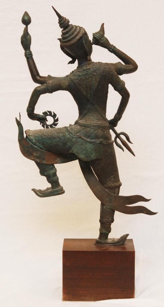 ANTIQUE THAI BRONZE SCULPTURE OF 4 ARMED GOD