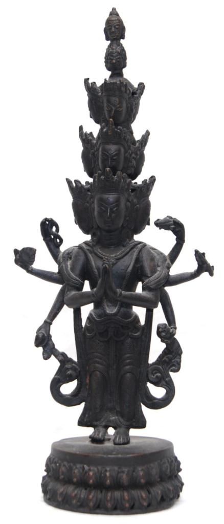 THAI BRONZE SCULPTURE OF MULTI HEADED GOD