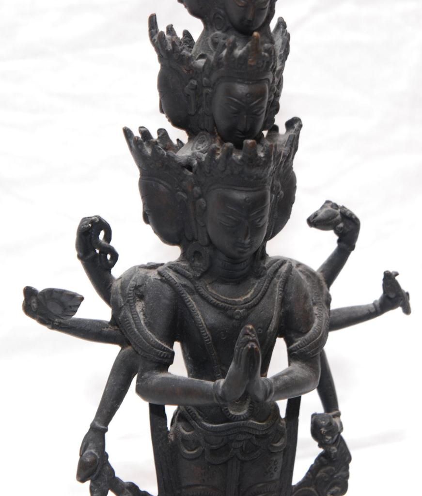 THAI BRONZE SCULPTURE OF MULTI HEADED GOD