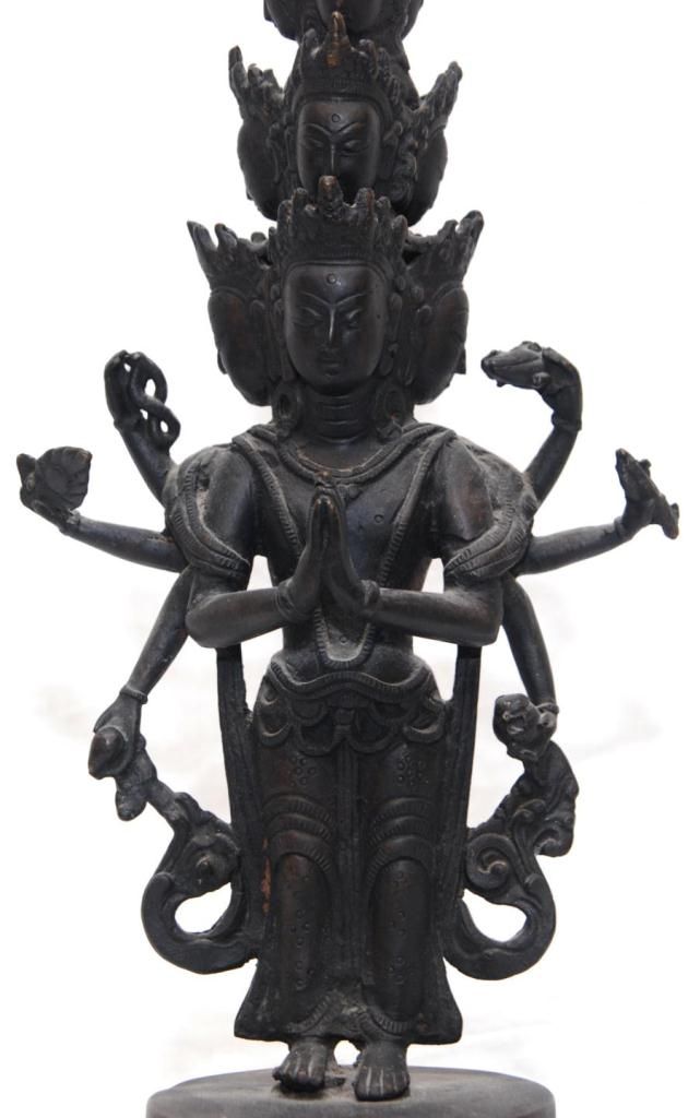THAI BRONZE SCULPTURE OF MULTI HEADED GOD