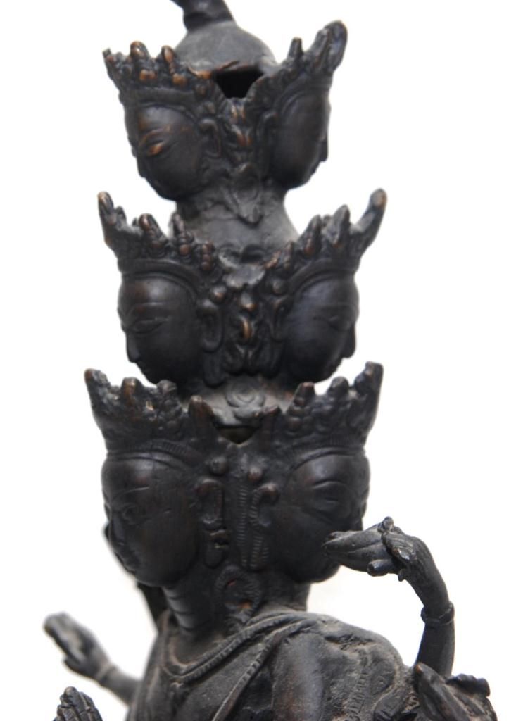 THAI BRONZE SCULPTURE OF MULTI HEADED GOD