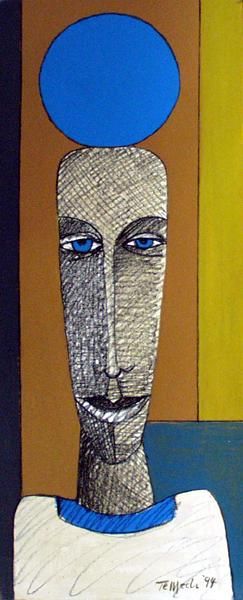 Gunther Temech: Untitled I (Blue Ball) Mixed Media