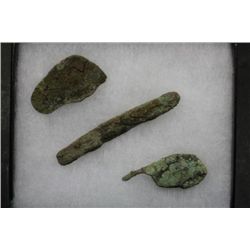 3 5/16" Copper Chisel & Two Blanks, Old Copper Culture, WI