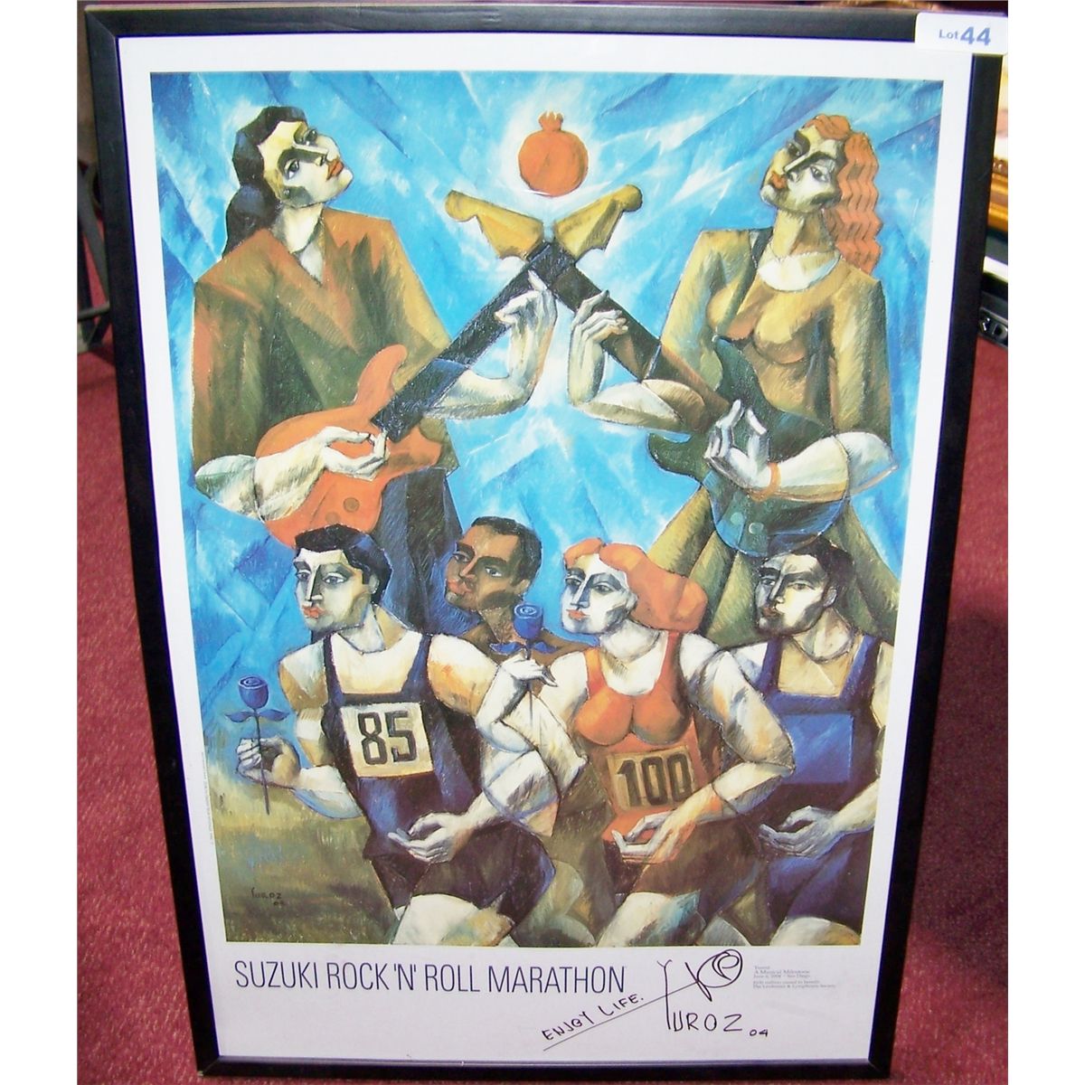 Yuroz Hand-Signed Rock and Roll Marathon Poster.