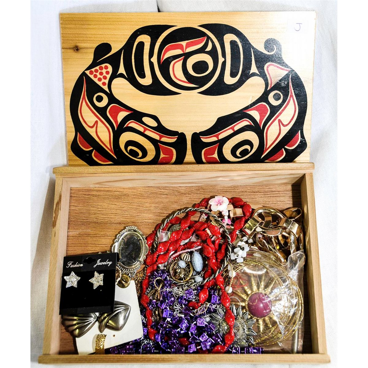 native box filled with estate jewellery