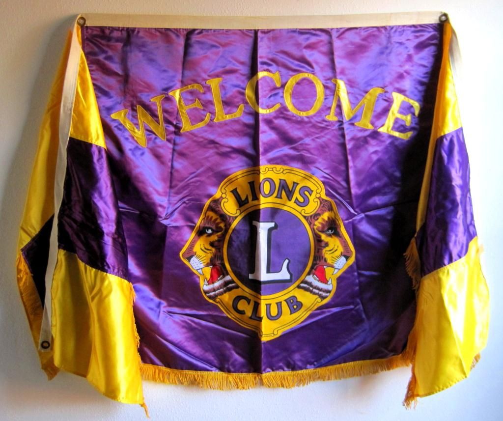 Large Vintage Lions Club Satin Welcome Banner