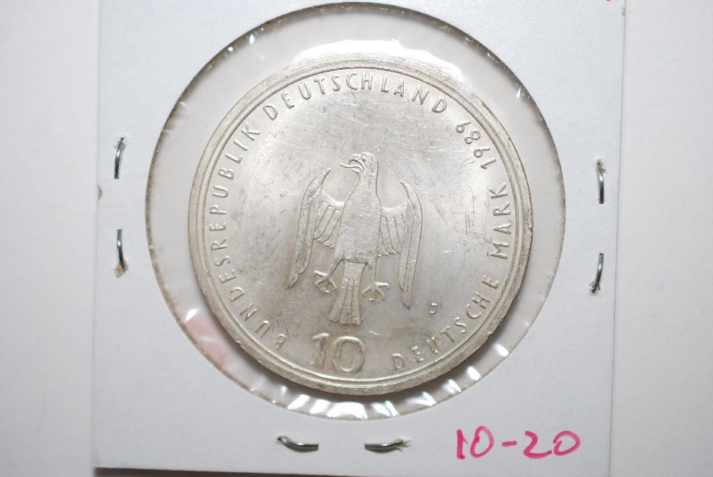 1989-J German 10 Deutsche Mark Foreign Coin; Port Of Hamburg 800 Yr ...