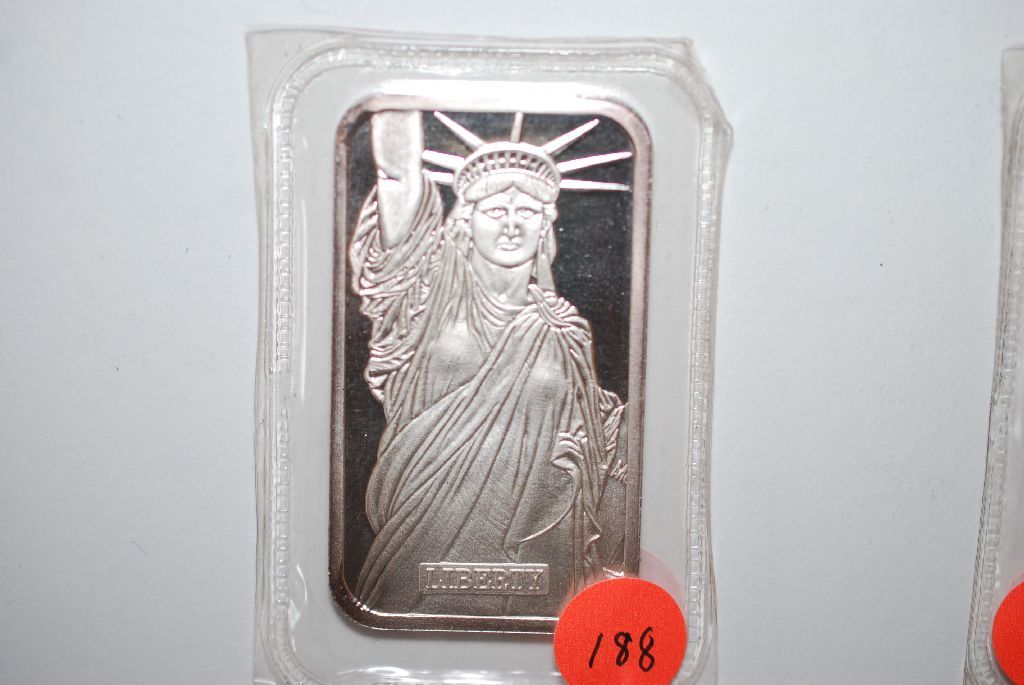 1982 MTB Silver Ingot "Statue Of Liberty"; .999 Fine Silver 1 Oz.; EST ...