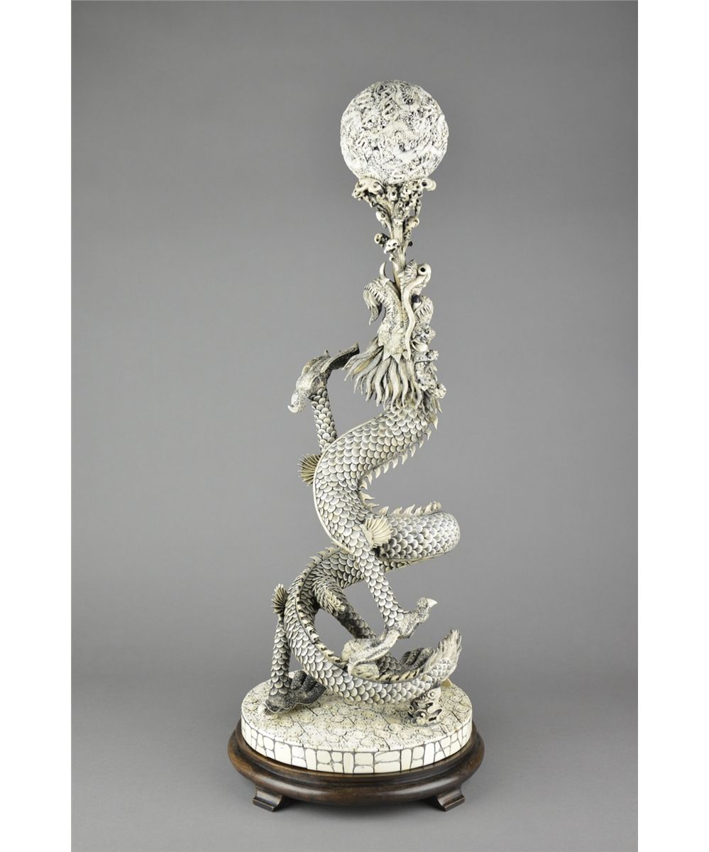 Chinese Ivory Carved Figure of Five-Toed Dragon