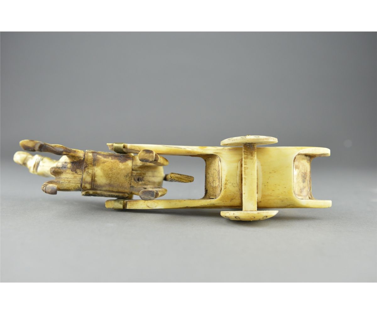 Chinese Bone Carved Horse-Drawn Carriage