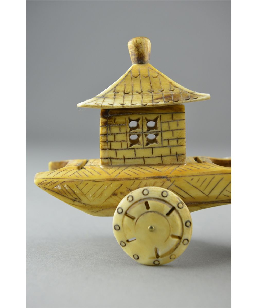 Chinese Bone Carved Horse-Drawn Carriage