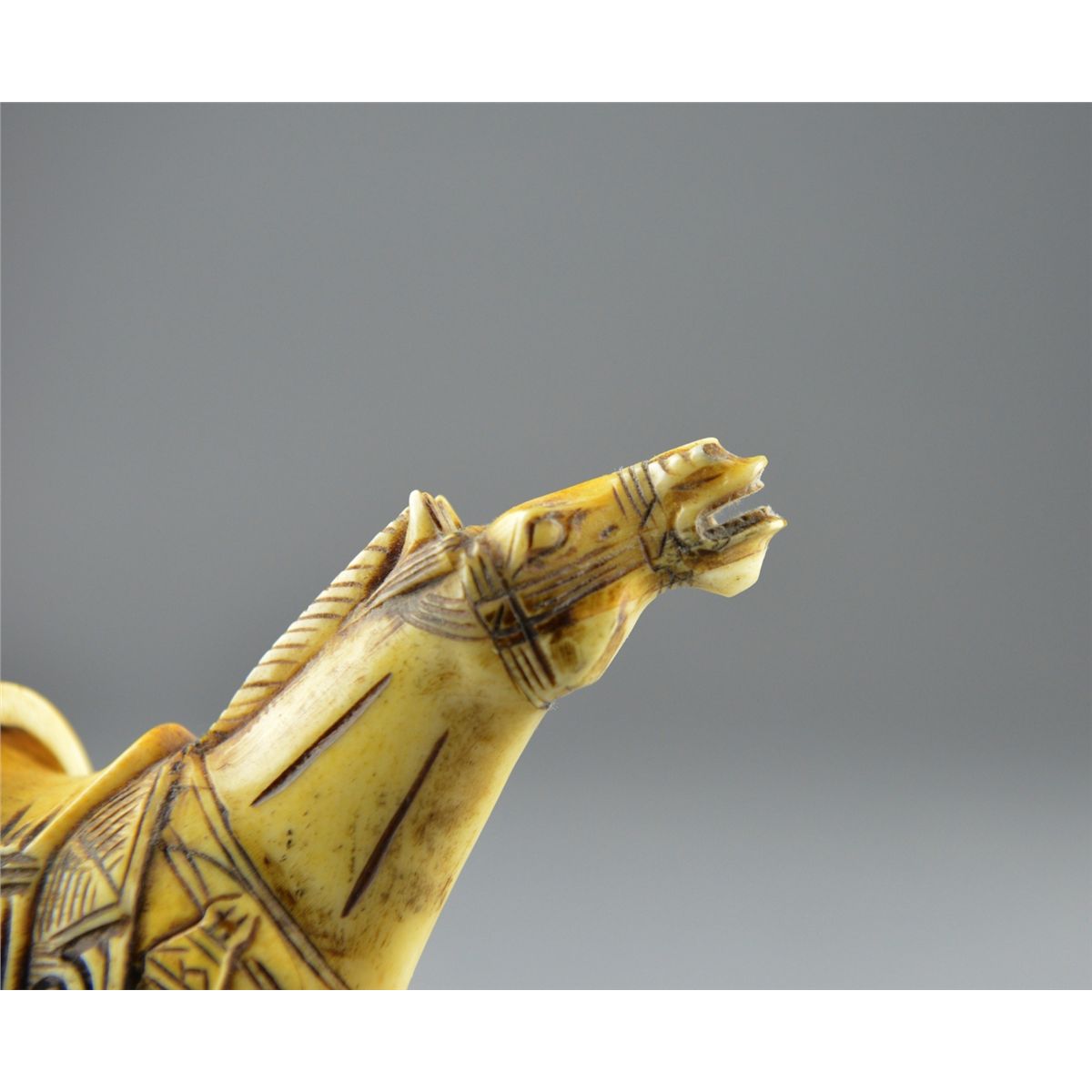 Chinese Bone Carved Horse-Drawn Carriage