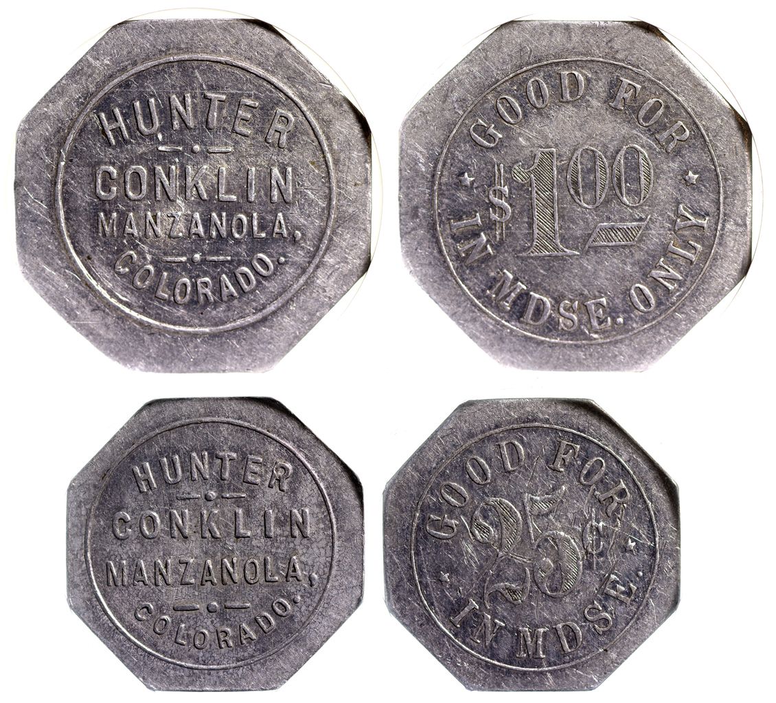 Hunter Conklin Tokens CO - Manzanola,Otero County - c1900-1920 - Tokens
